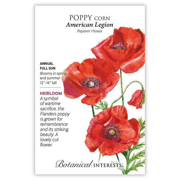 Botanical Interests, Inc. - Poppy Corn America Legion Seeds