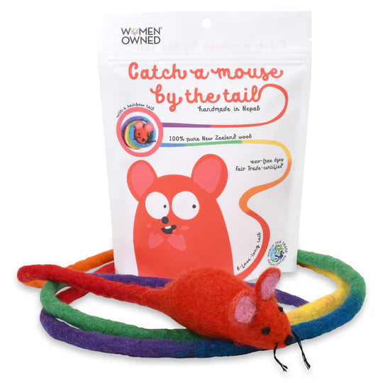 Cat in the Box - Wool Mouse Cat Toy 6 Foot Tail