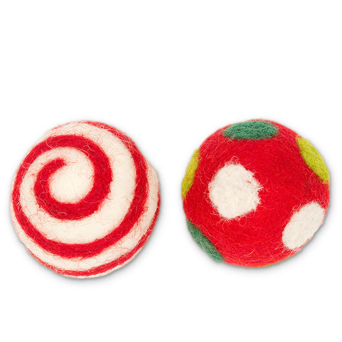Dharma Dog Karma Cat - Holiday Red Wool Ball Cat Toy 2 Pack