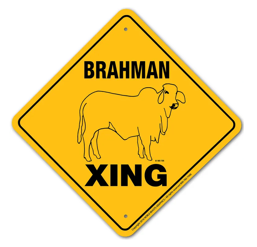 Noble Beasts - Brahman Cow X-ing Sign