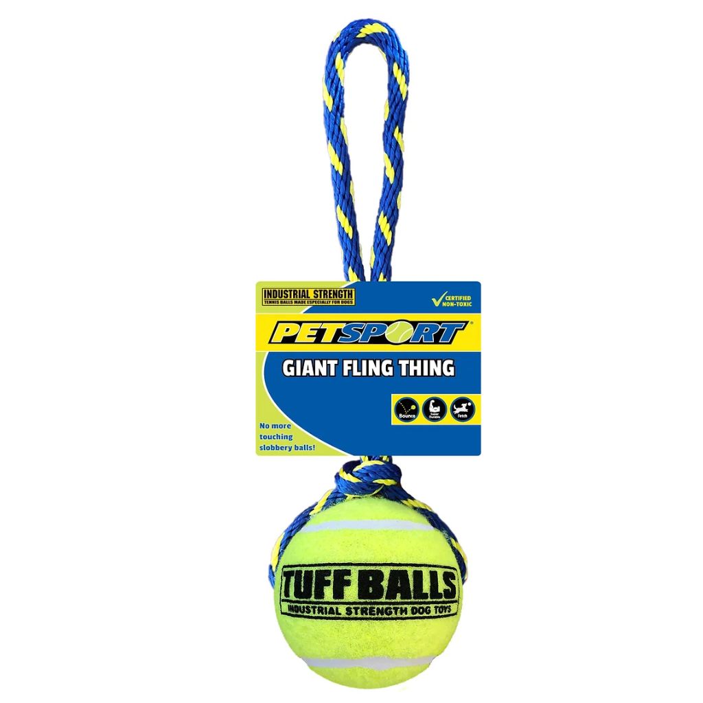 Petsport - Giant Fling Thing - Round Rope With 4" Tuff Ball &Loop Hand