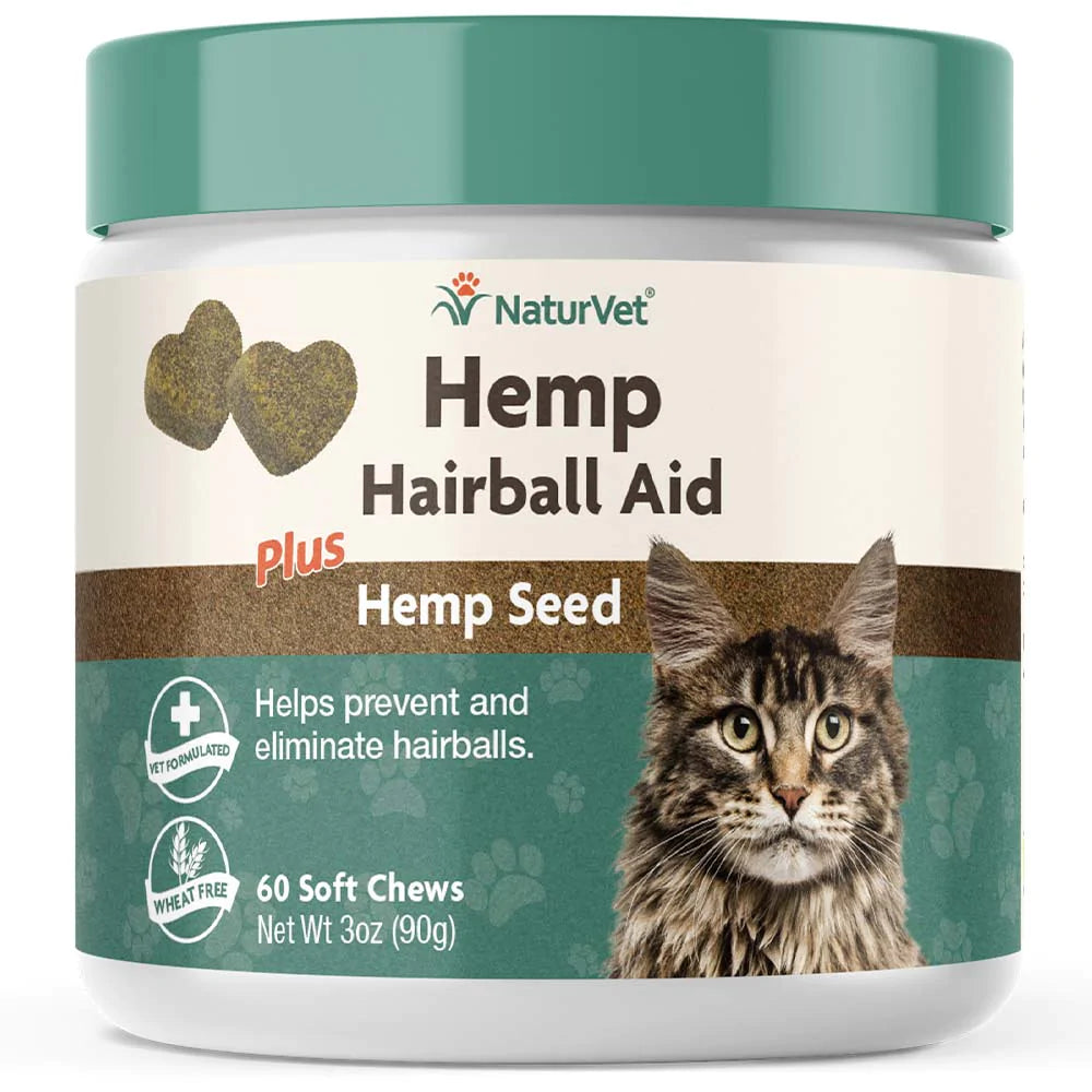 NaturVet - Hemp Hairball Cat Soft Chews by Naturvet 60 Count