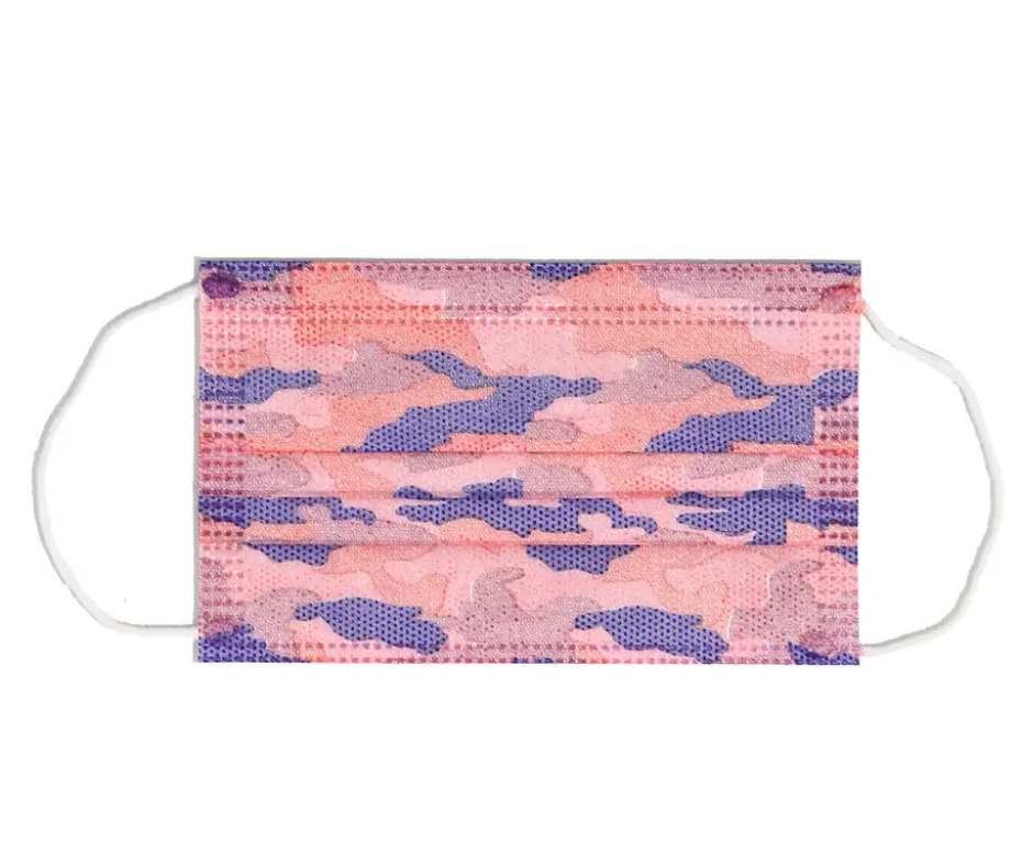 Pavilion - Kid's Disposable 3 Ply Mask Pink Camo Design 7 Pack