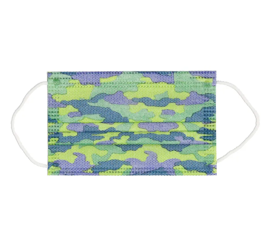 Pavilion - Kid's Disposable 3 Ply Mask Blue Camo Design 7 Pack
