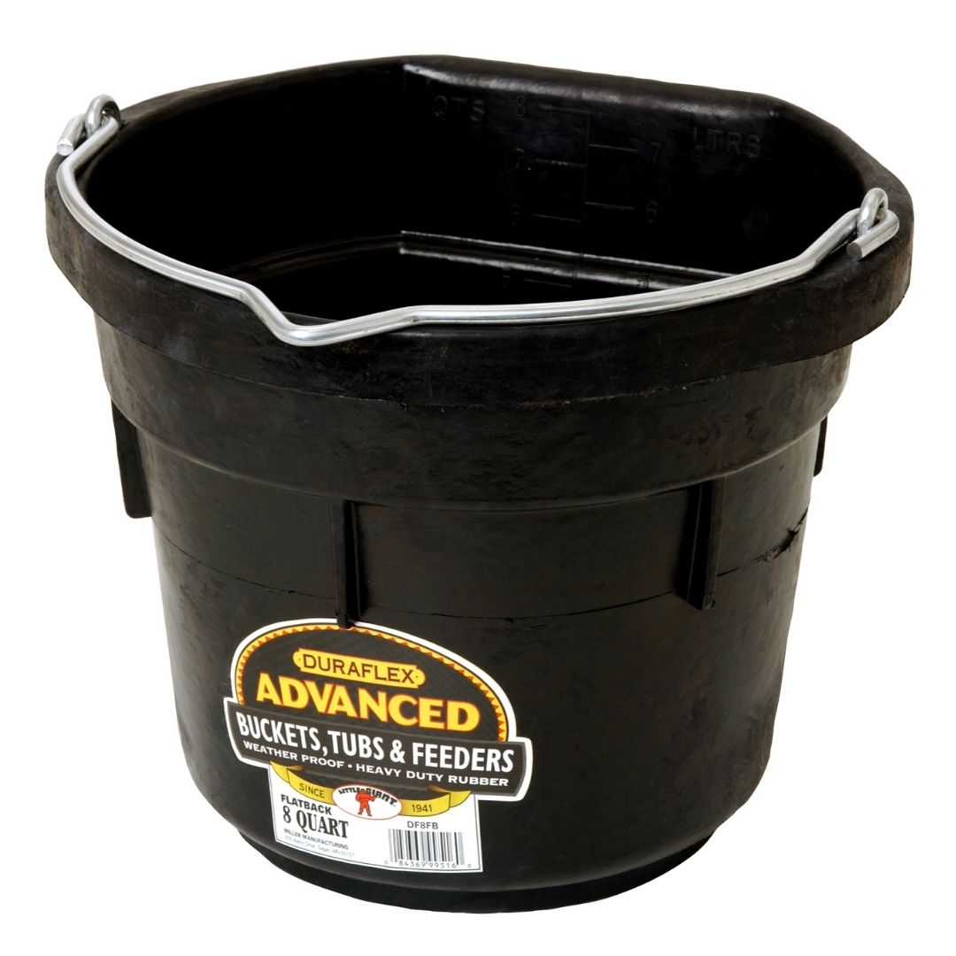 Miller Manufacturing - Black Rubber Flatback Bucket - 8 quart
