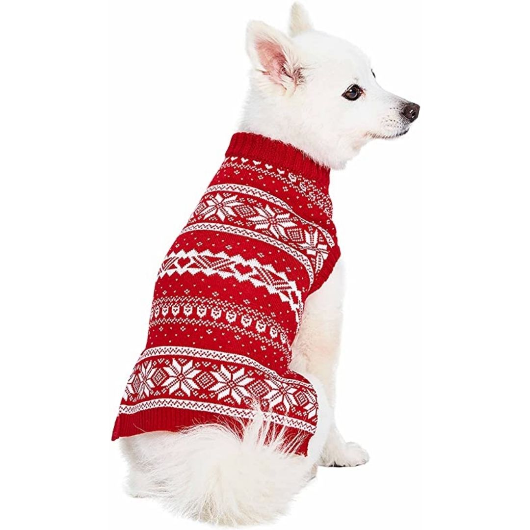 Blueberry Pet - Festive Red | Fair Isle Dog Sweater