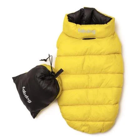 fabdog - Combo Pack N' Go Reversible Dog Puffer Yellow/Grey